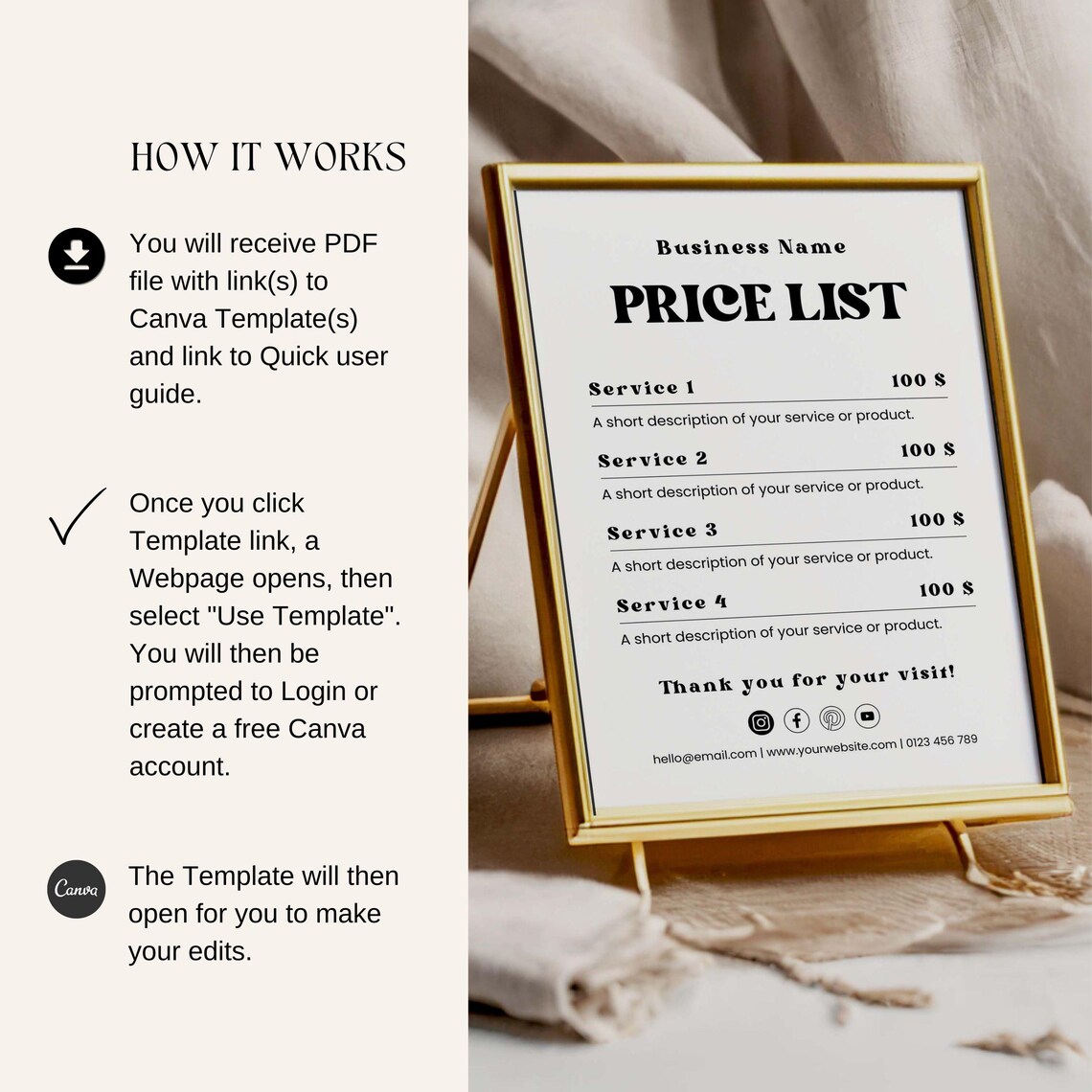 Editable Social Media Signs Canva Templates, Customizable Business Sign ...