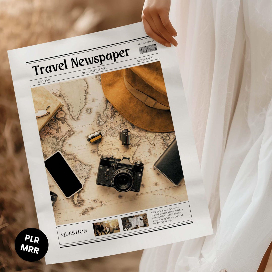 Travel Newspaper PLR MRR Canva Template, Editable Travel Brochure ...