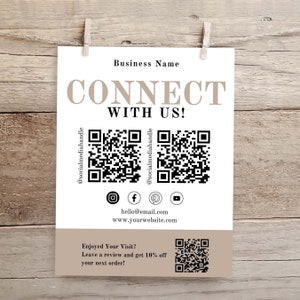 Connect With Us Printable Sign, Social Media Sign, Small Business Sign ...