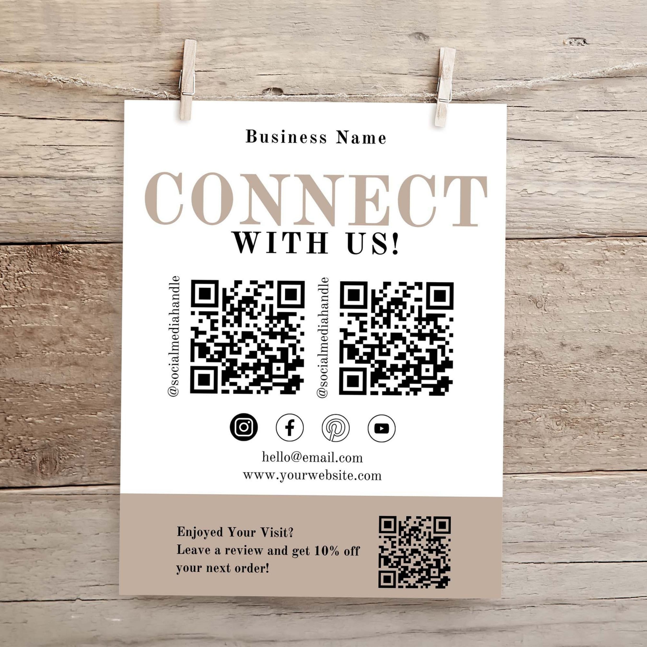 Connect With Us Printable Sign, Social Media Sign, Small Business Sign ...