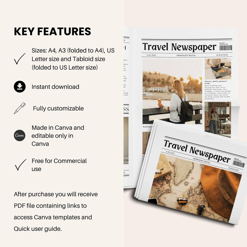Travel Newspaper PLR MRR Canva Template, Editable Travel Brochure ...