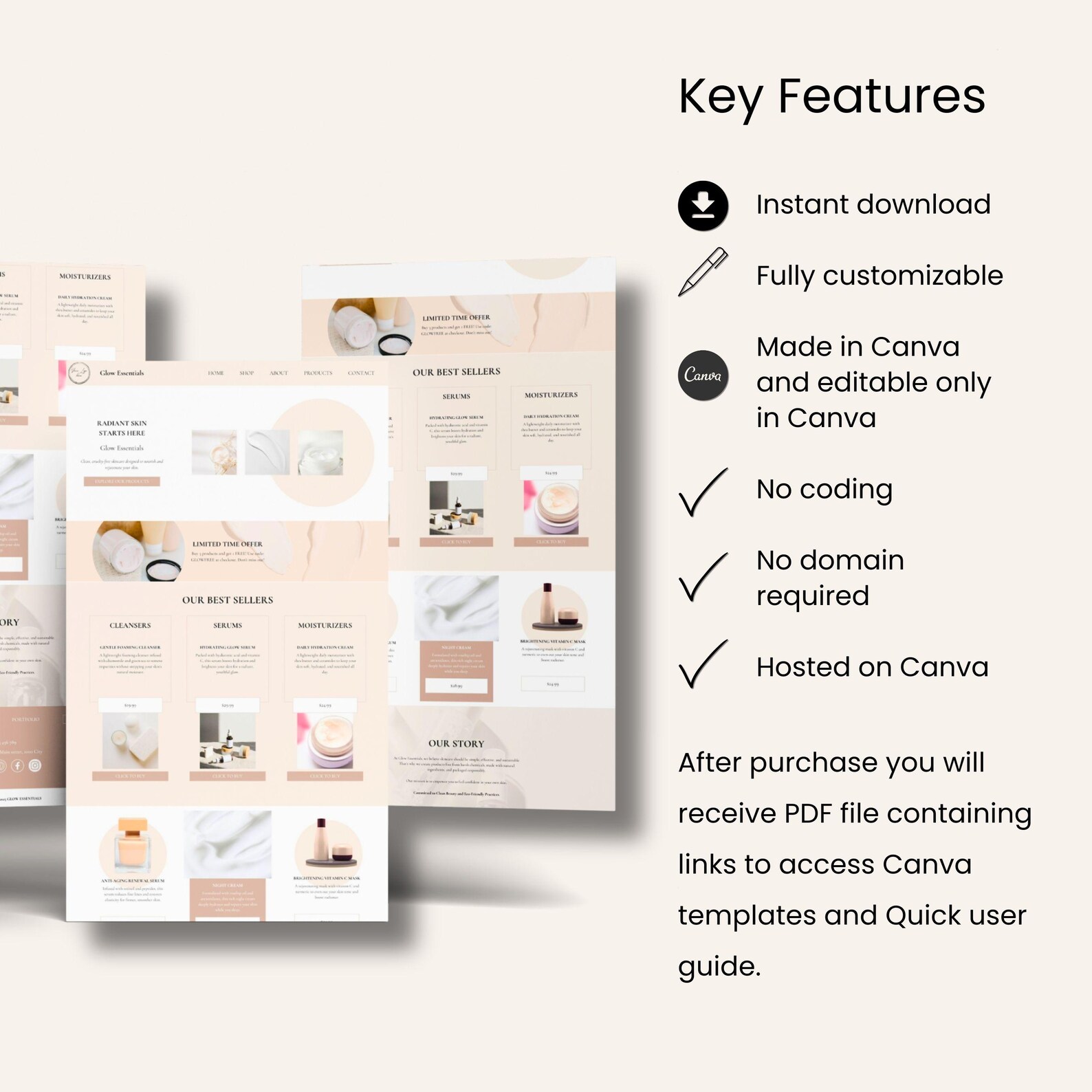 Product Based Website Canva Template, Landing Page Canva Template ...