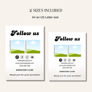 Follow Us Printable Sign Canva Template, Social Media Sign, Small ...