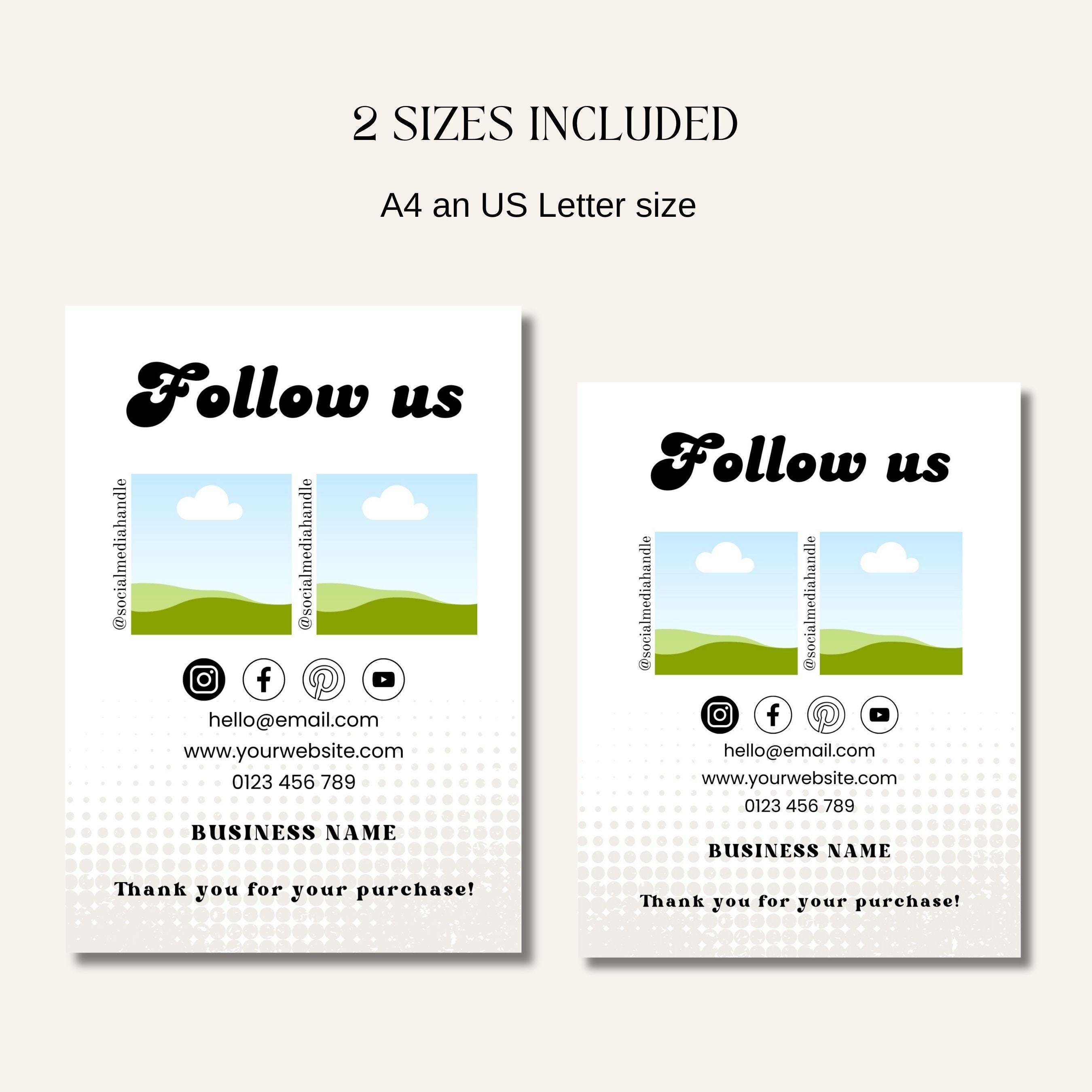 Follow Us Printable Sign Canva Template, Social Media Sign, Small ...