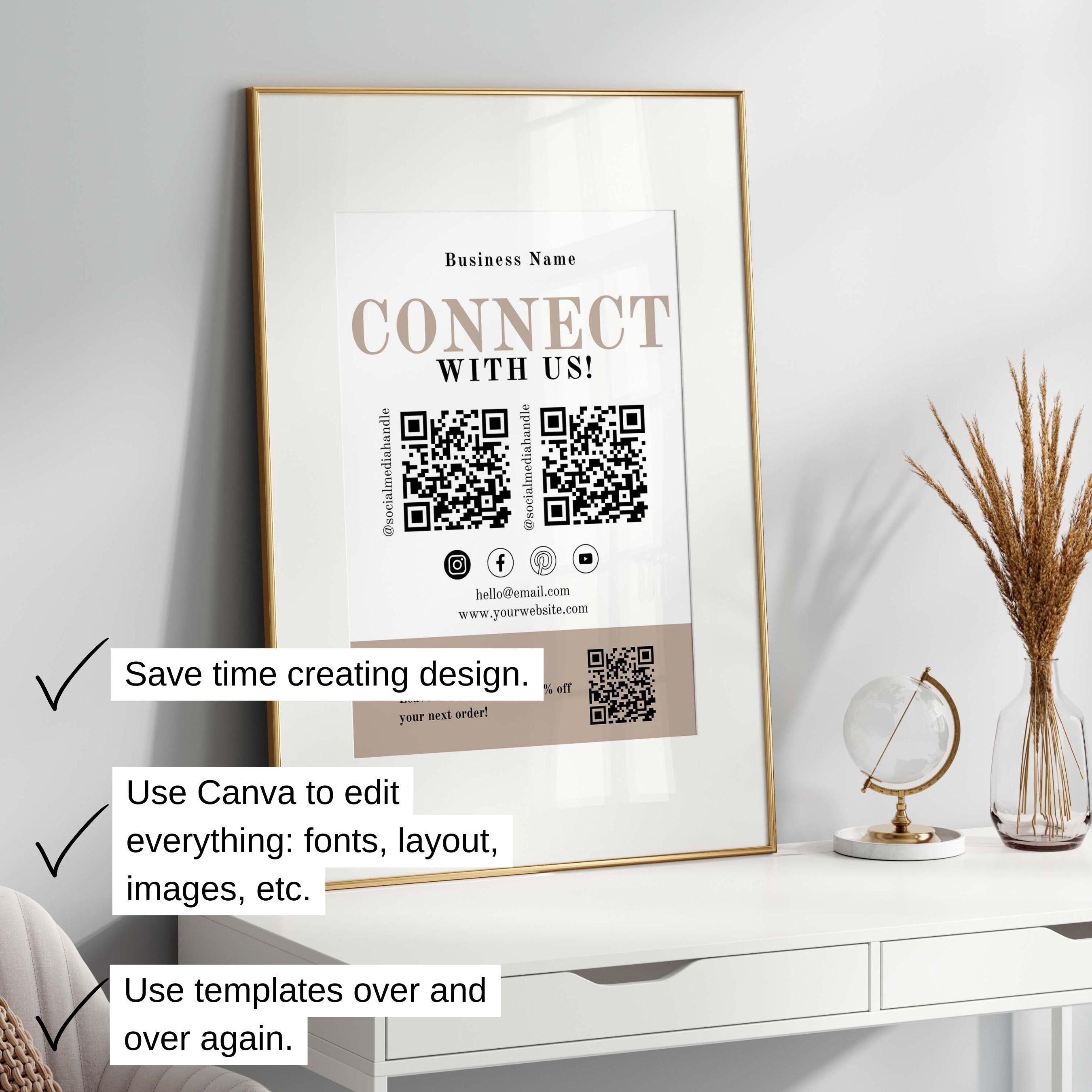 Connect With Us Printable Sign, Social Media Sign, Small Business Sign ...