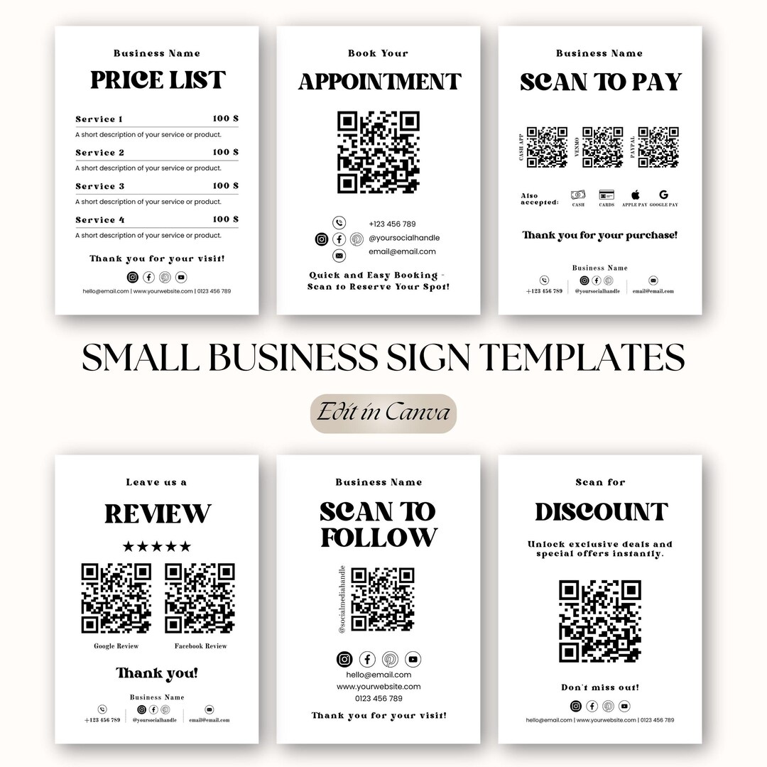 Editable Social Media Signs Canva Templates, Customizable Business Sign ...