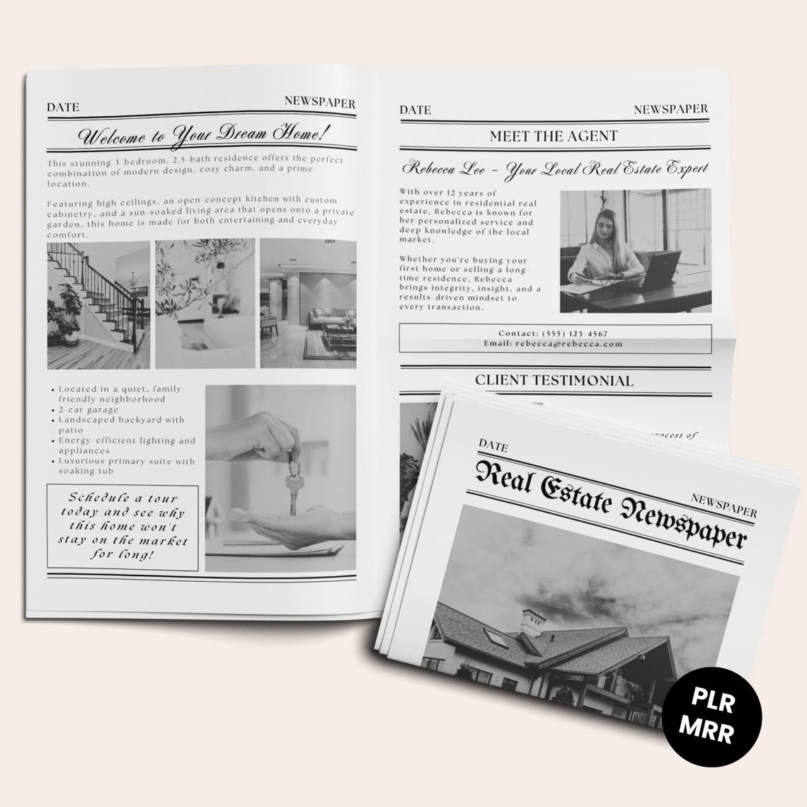 Editable Real Estate Newspaper Canva Template, A4, A3, US Letter ...