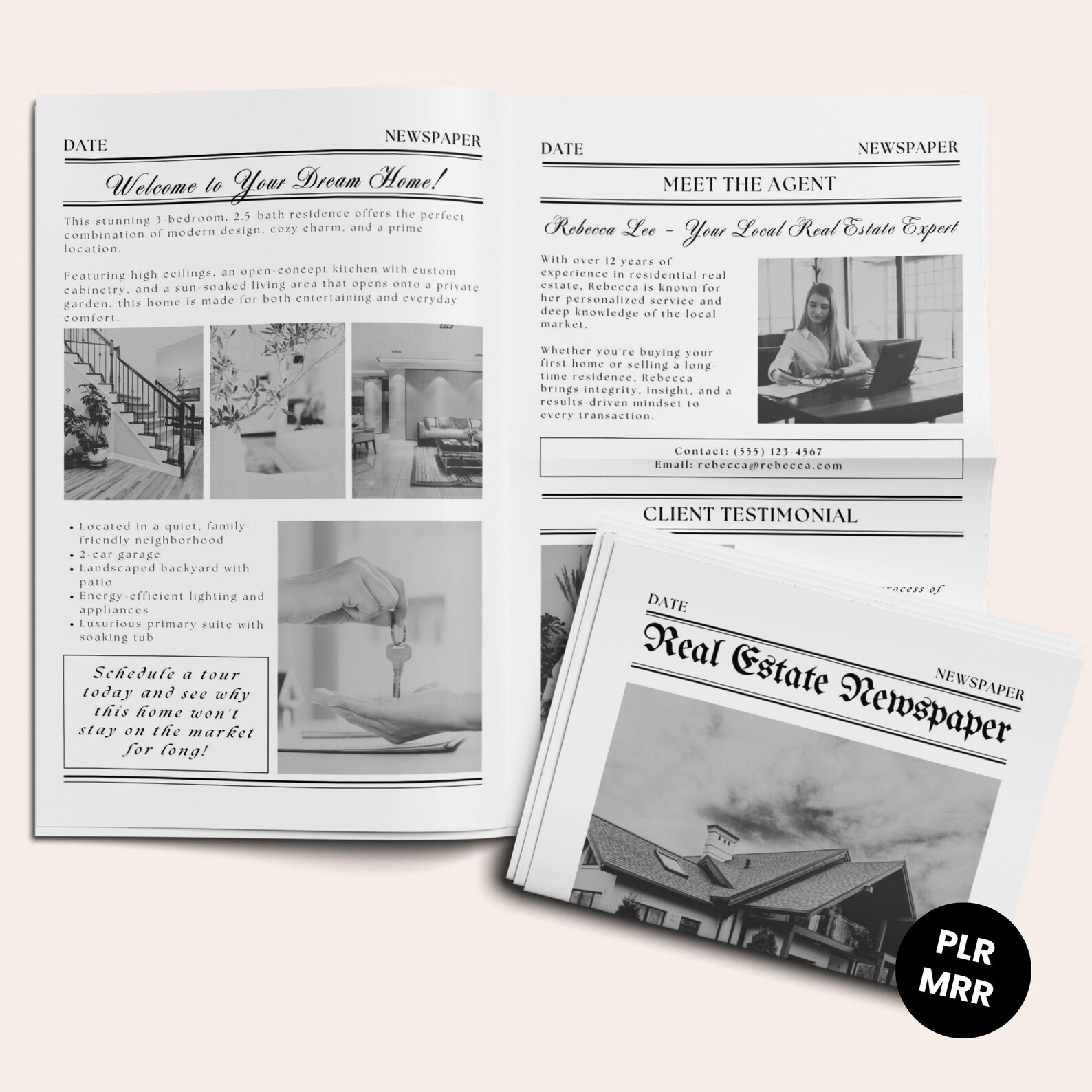 Editable Real Estate Newspaper Canva Template, A4, A3, US Letter ...