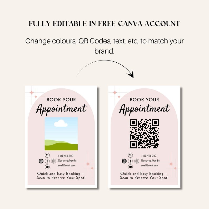 Appointment Sign Canva Template, Pink Editable QR Code Booking Sign, A4 ...