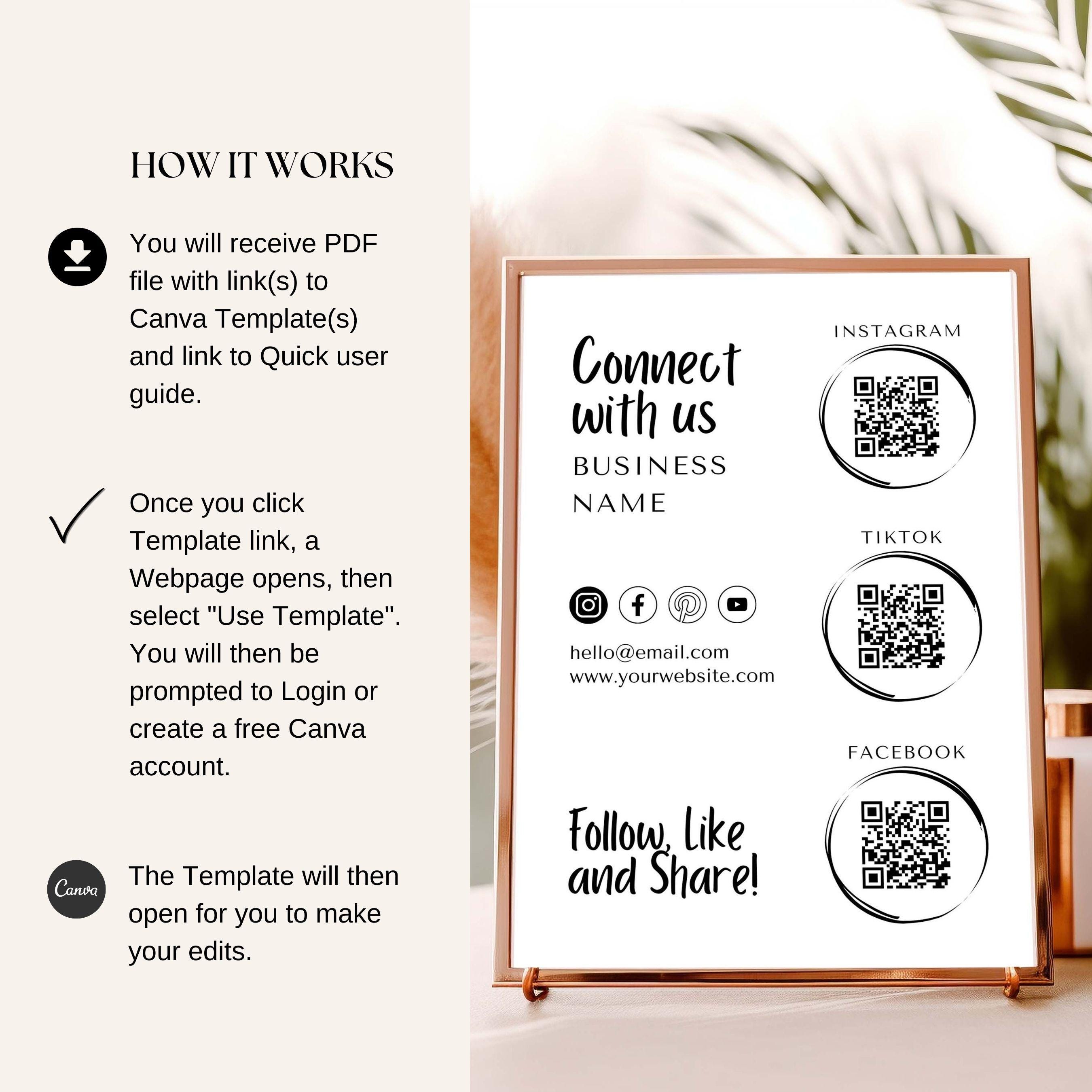 Connect With Us Canva Template, Social Media Sign, Small Business Sign ...
