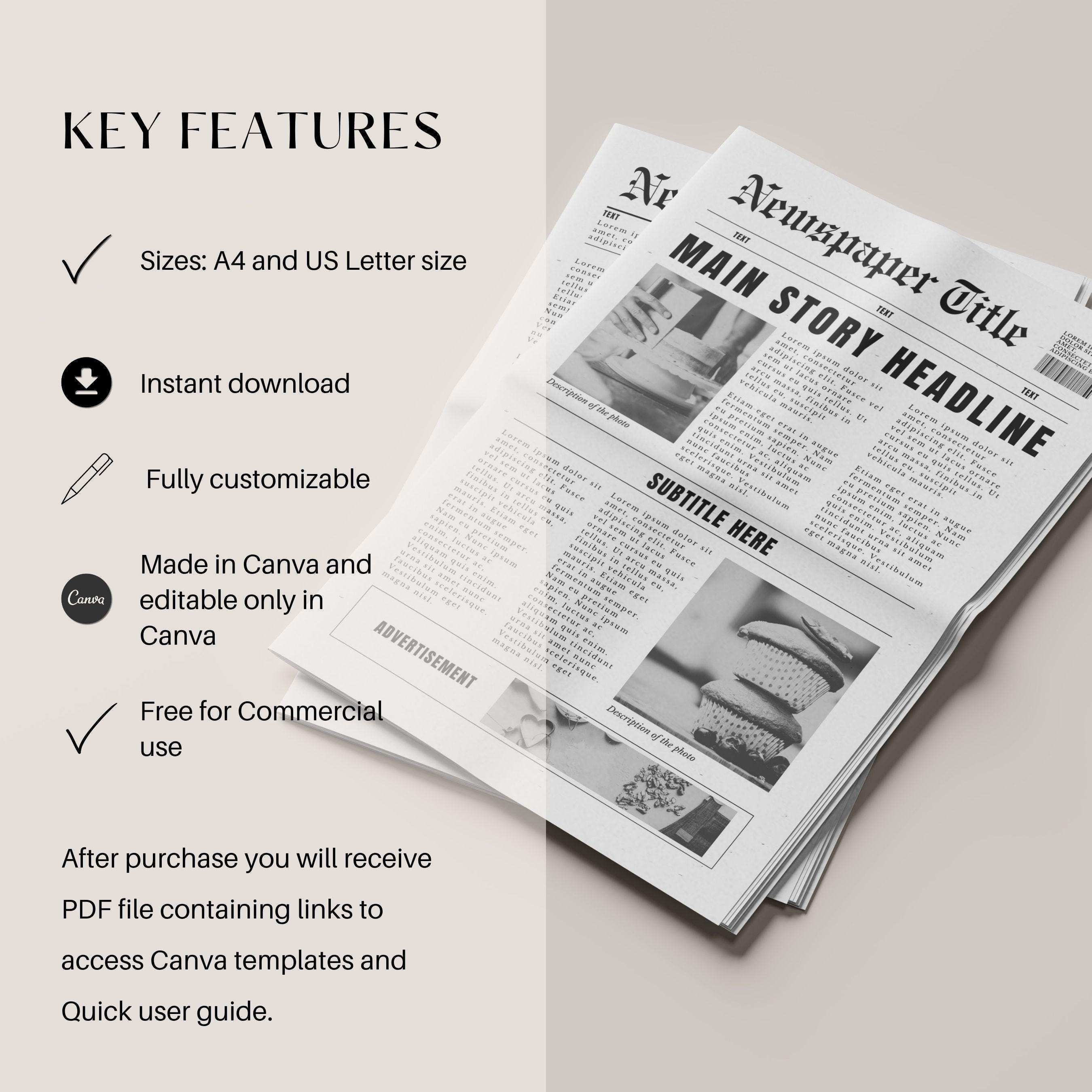 Bakery Newspaper Canva Template | Small Business Newsletter | Editable ...