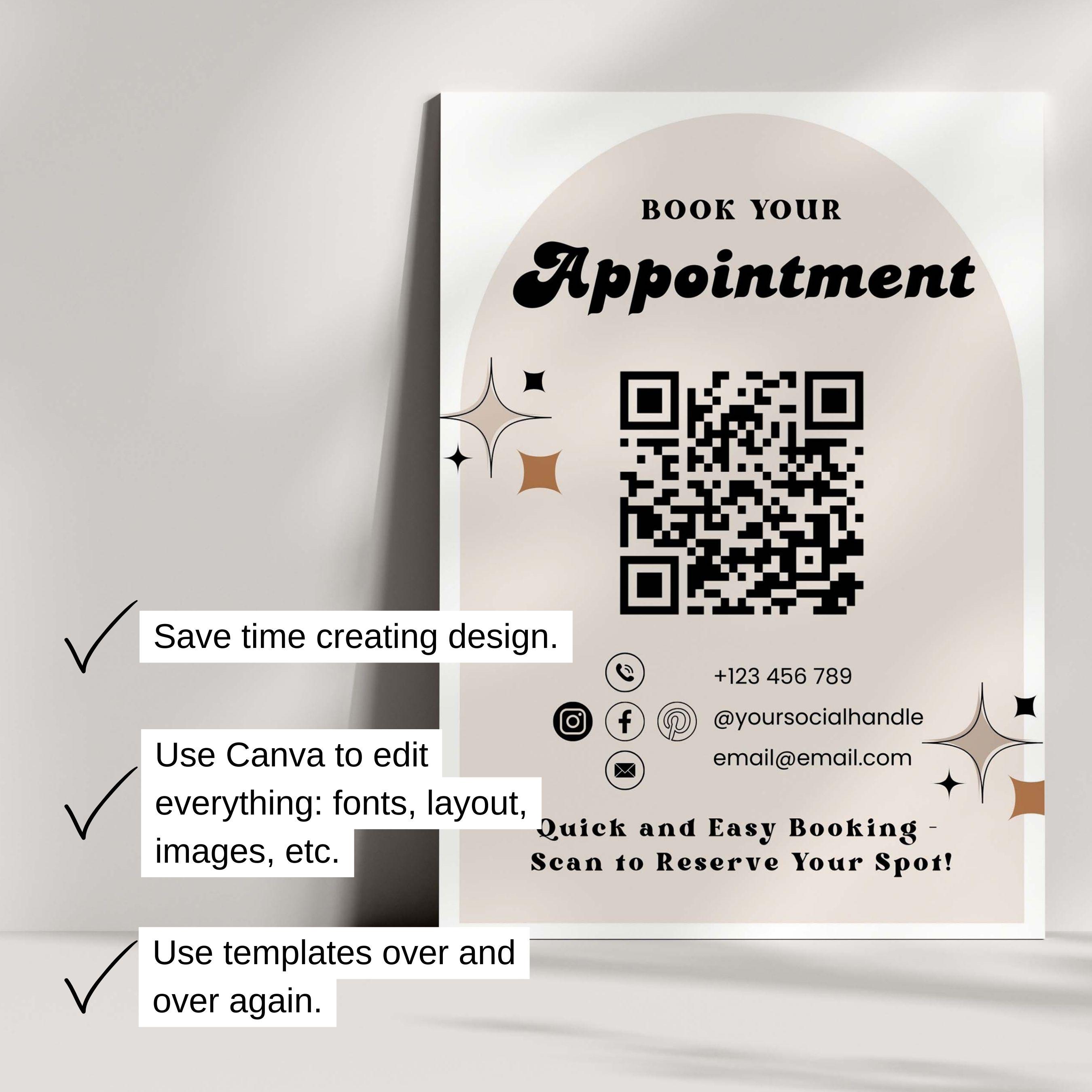 Retro Business Sign Canva Template, Editable Scan to Book, Printable ...