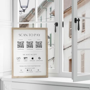 Editable Scan to Pay Sign QR Code Sign Template Canva, Printable ...