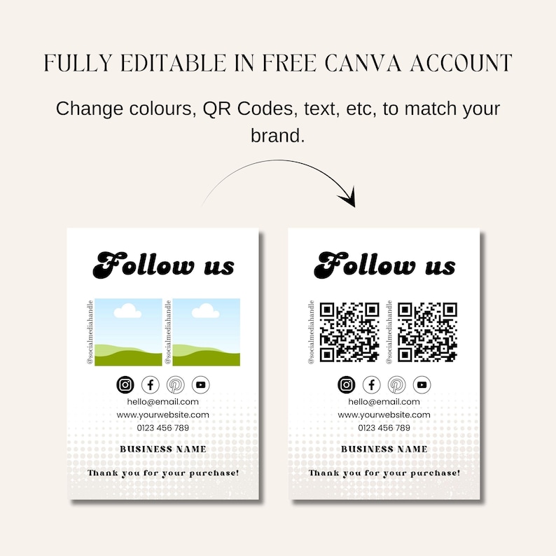 Follow Us Printable Sign Canva Template, Social Media Sign, Small ...