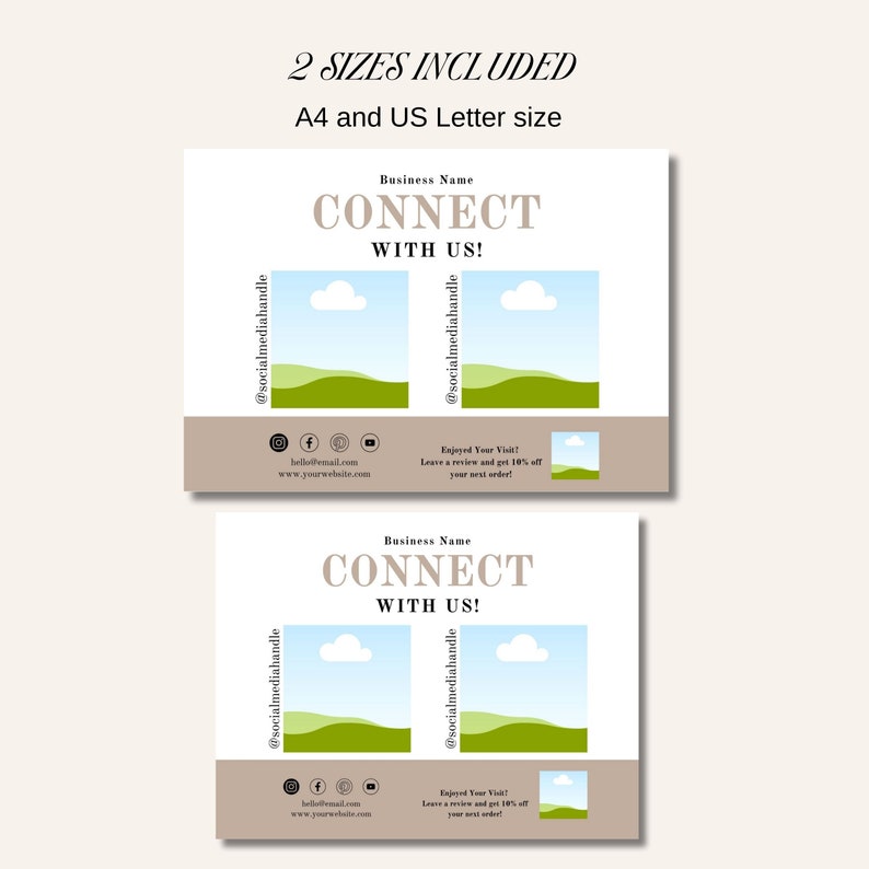 Connect With Us Printable Sign, Social Media Sign, Small Business Sign ...