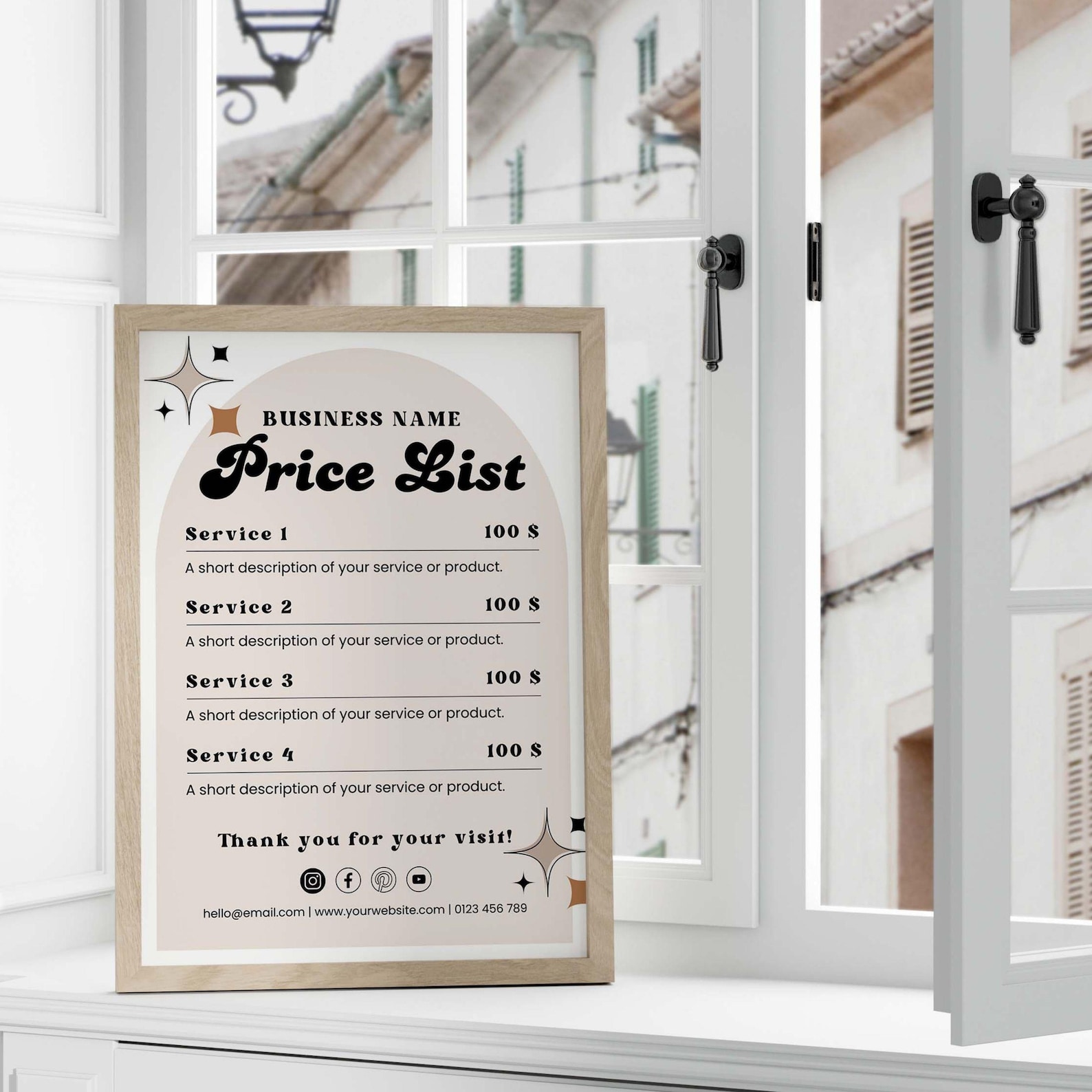 Retro Price List Canva Template, Printable Payment Sign, Editable ...