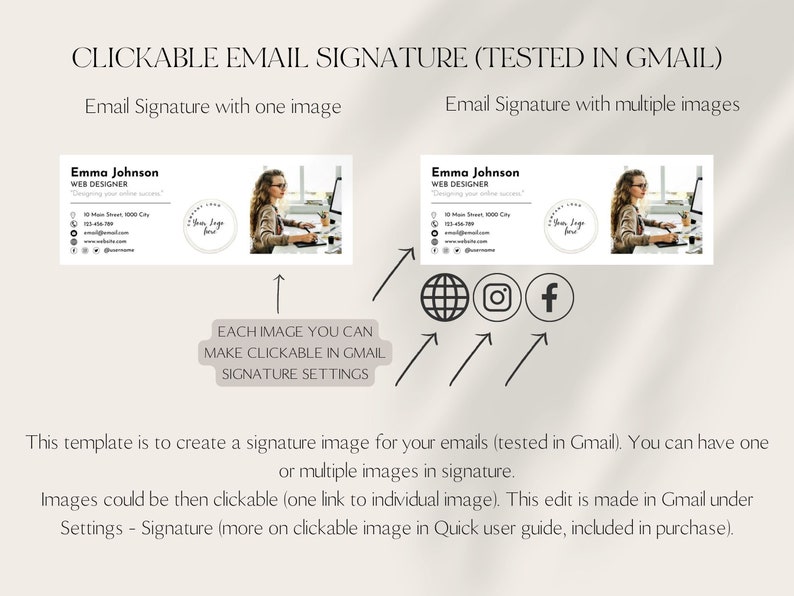 Email Signature Template Gmail Email Template Clickable Email Signature ...