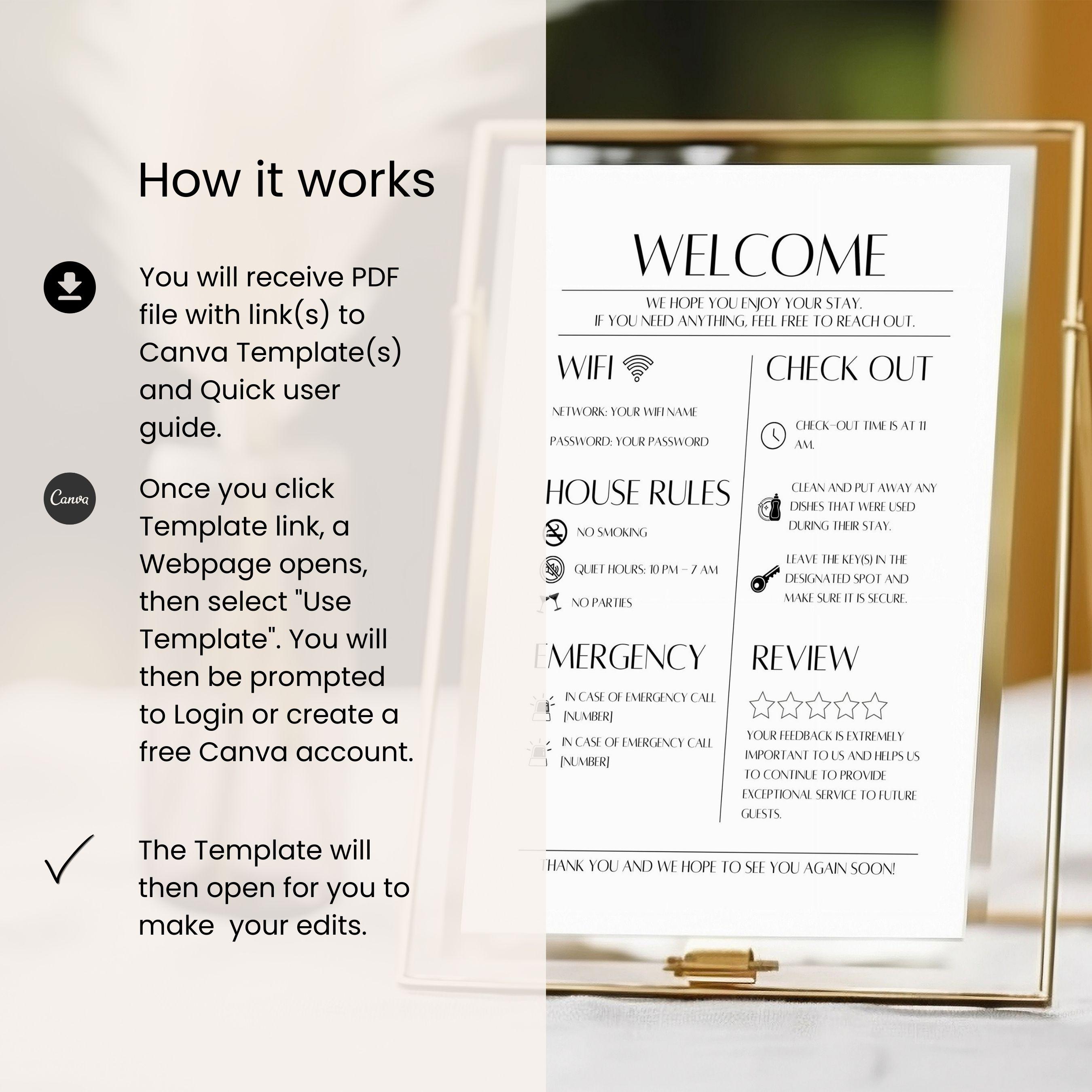 Welcome Sign Canva Template, Vacation Rental Welcome, Guest Arrival ...