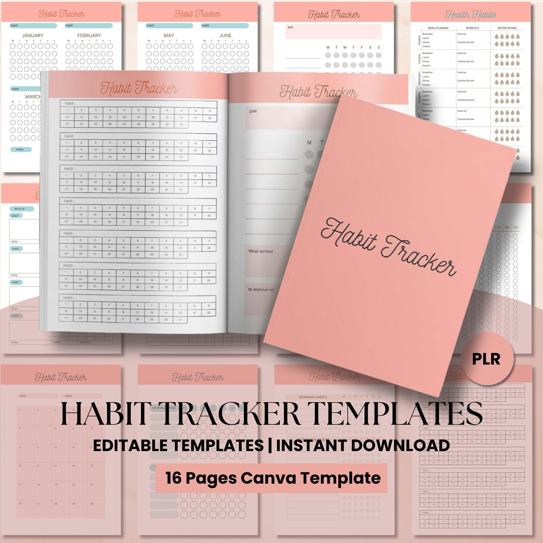 Habit Tracker Canva Template, Printable Daily Planner, Goal Setting ...