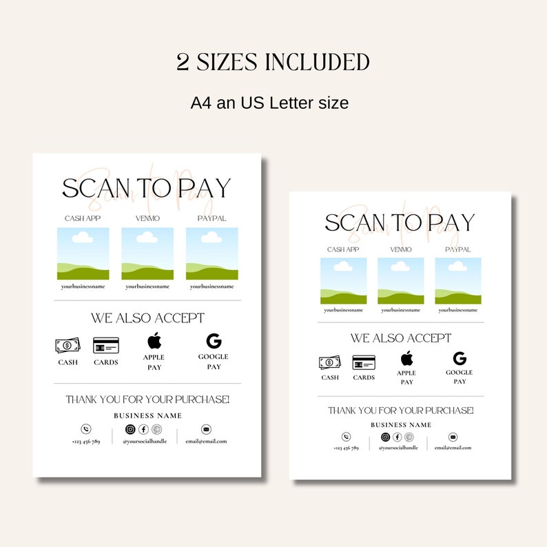 Small Business Sign Bundle Templates, Price List, Scan to Pay ...