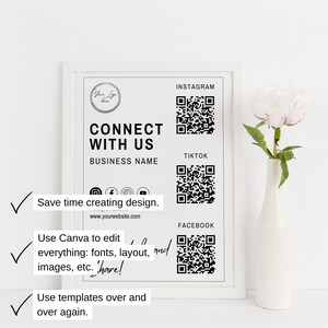 Social Media Sign Template, Qr Code Sign, Connect With Us Sign ...