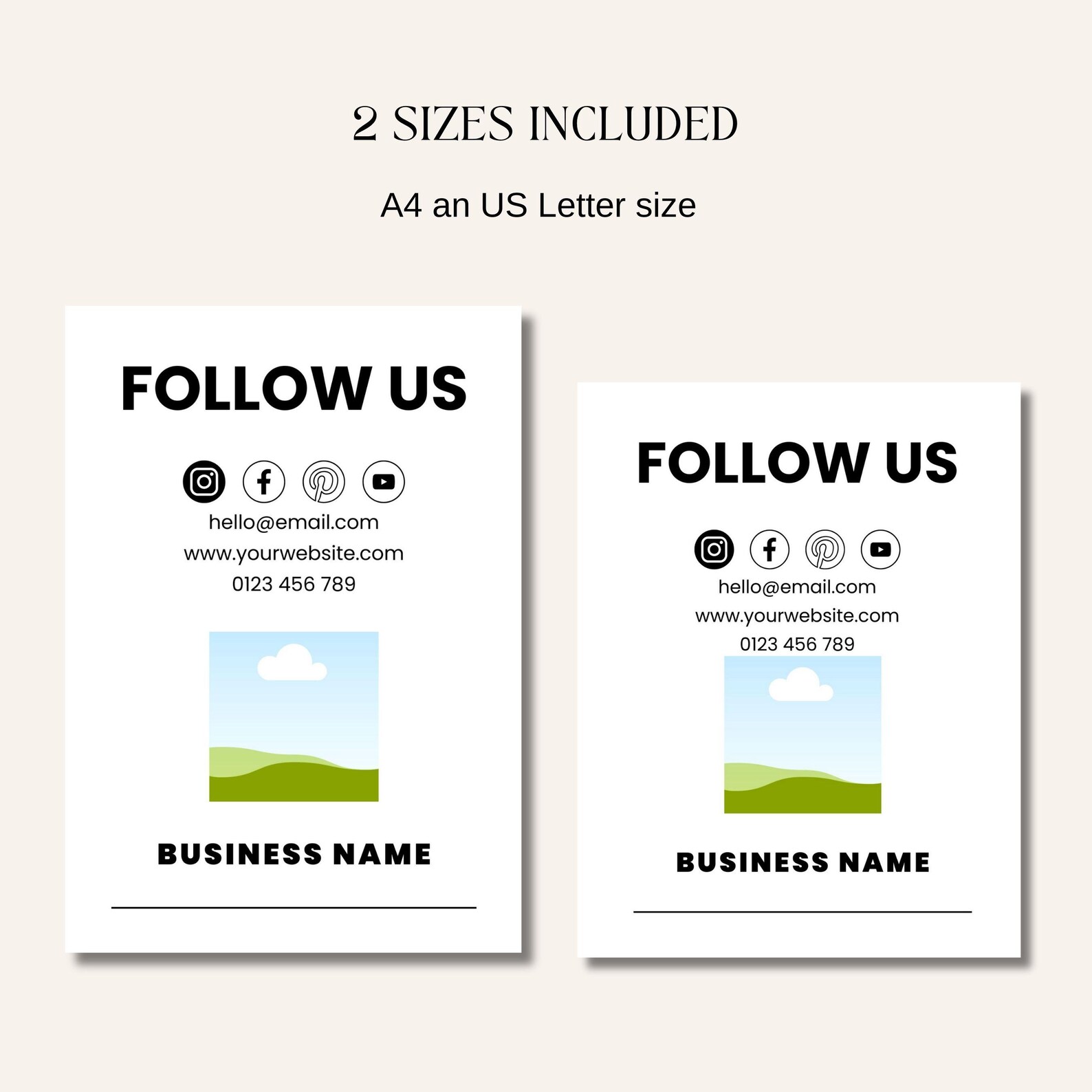 Simple Follow Us Social Media Sign Canva Template, QR Code, Connect ...