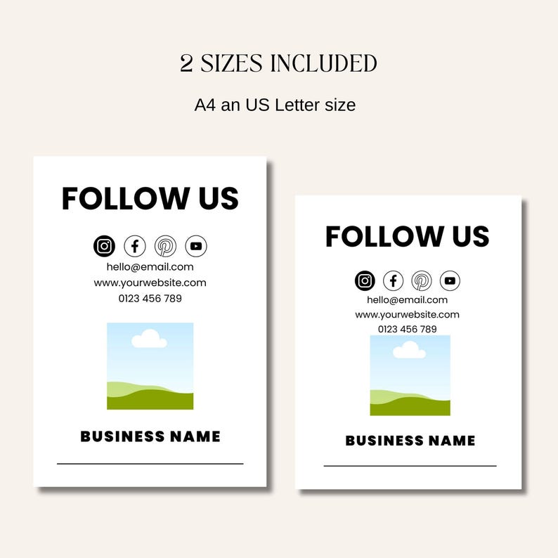 Simple Follow Us Social Media Sign Canva Template, QR Code, Connect ...