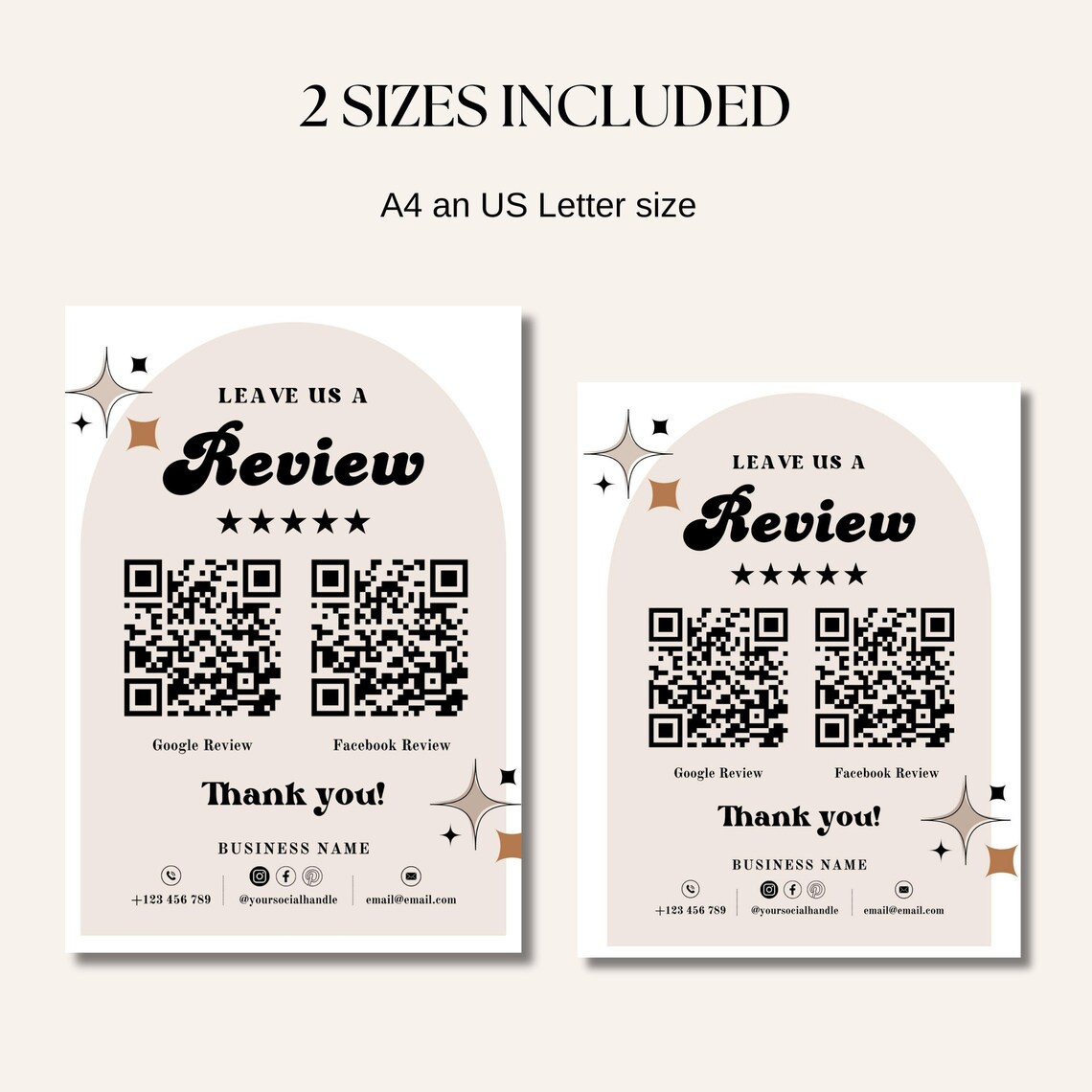 Leave Us a Review Retro Sign Canva Template, Editable QR Code, Social ...