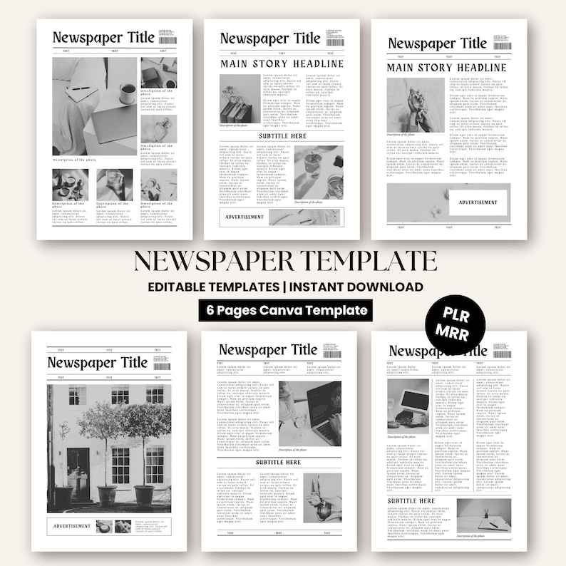 Newspaper Template, Canva Newspaper Printable, Editable Vintage ...