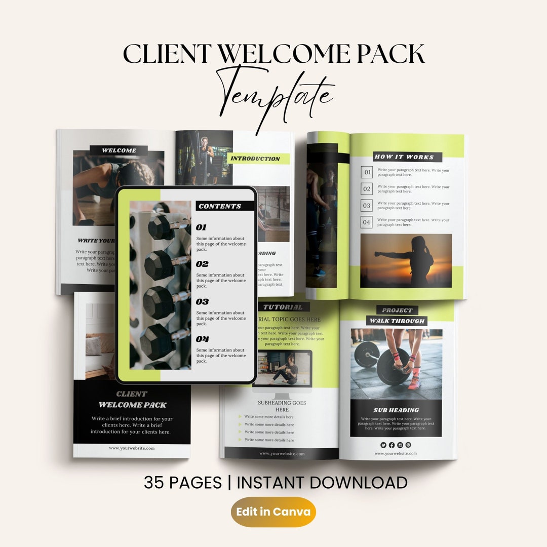 Fitness Client Welcome Pack Canva Template, Fitness and Nutrition ...