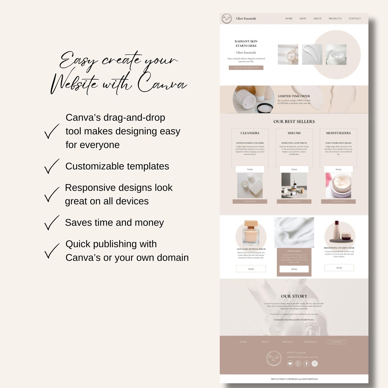 Product Based Website Canva Template, Landing Page Canva Template ...