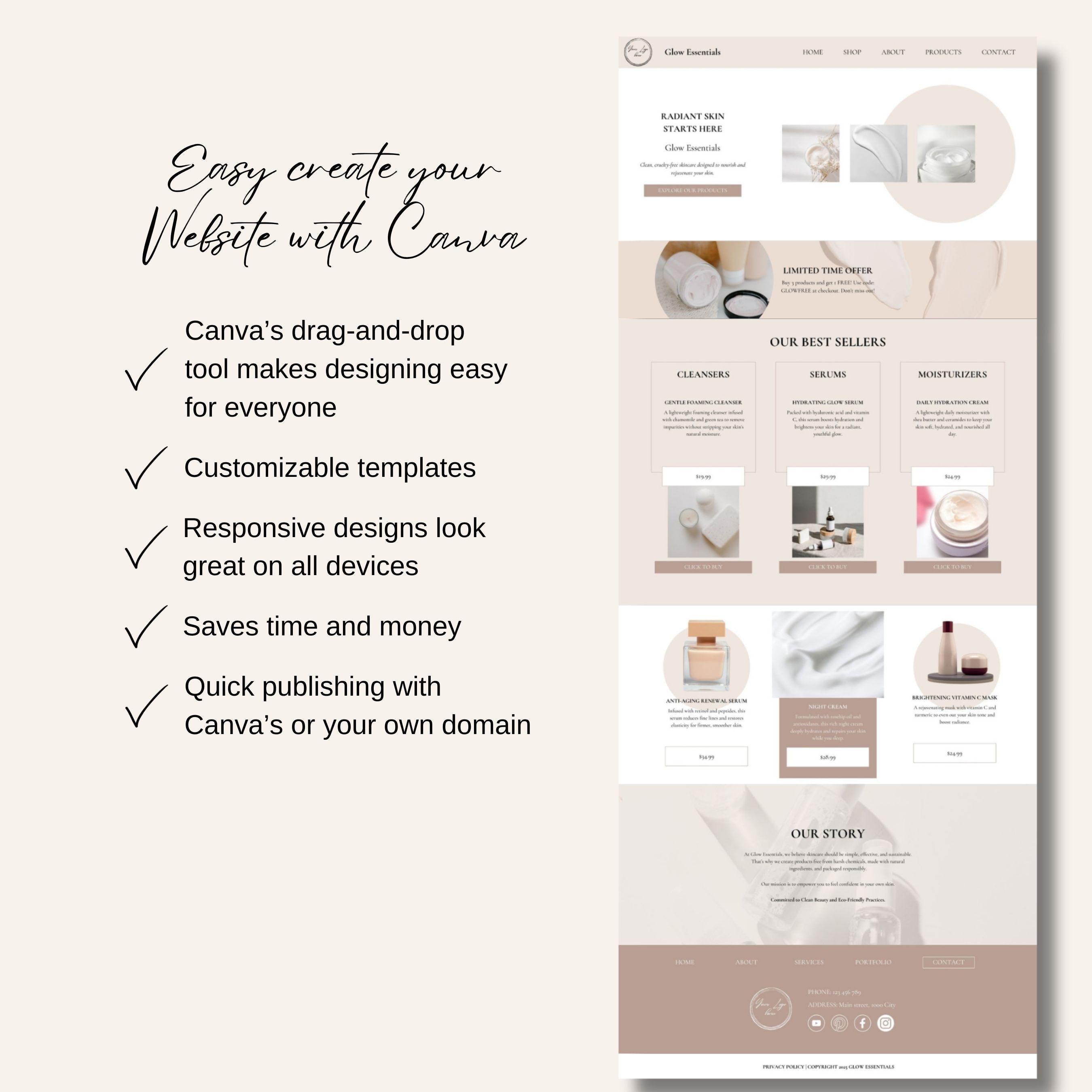 Product Based Website Canva Template, Landing Page Canva Template ...