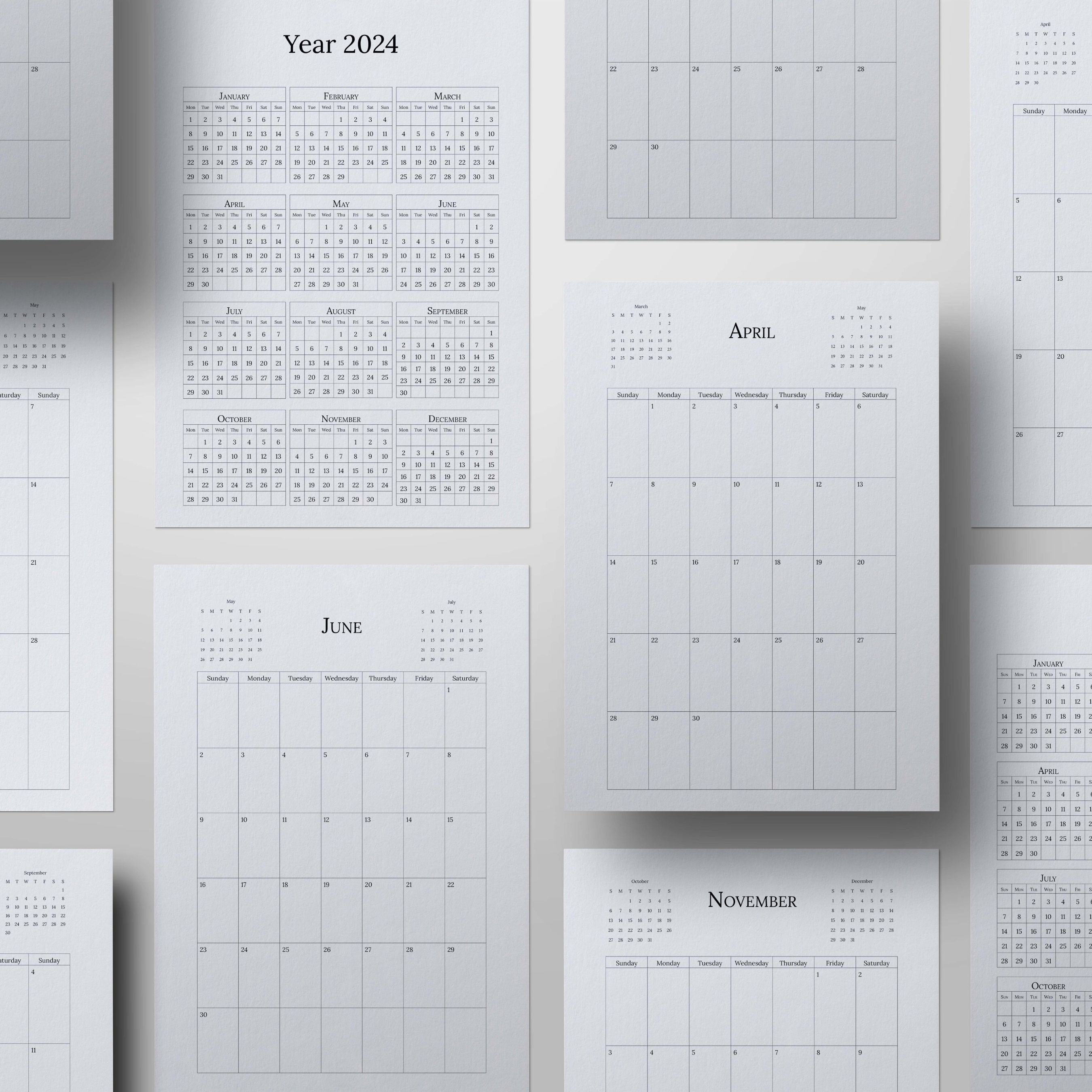 2024 Printable Calendar Dated Calendar Desk Calendar - Etsy Australia