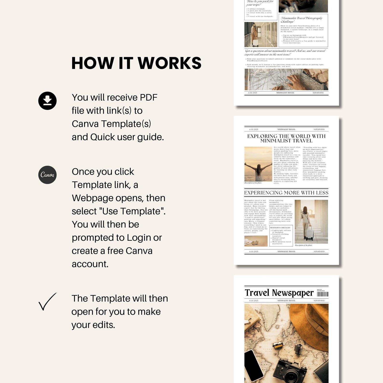 Travel Newspaper PLR MRR Canva Template, Editable Travel Brochure ...