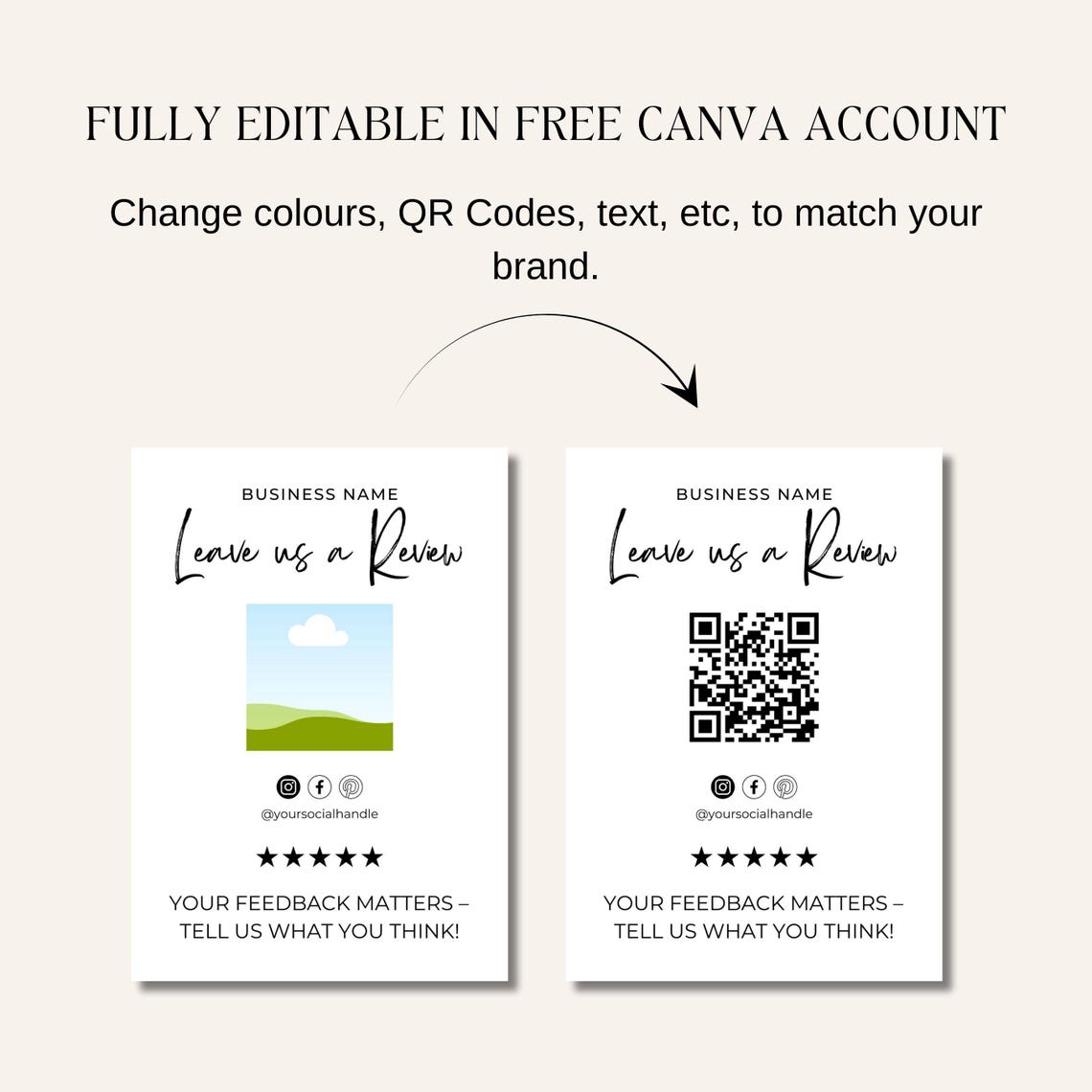 Editable Leave Us a Review Canva Template QR Code, Printable Google ...
