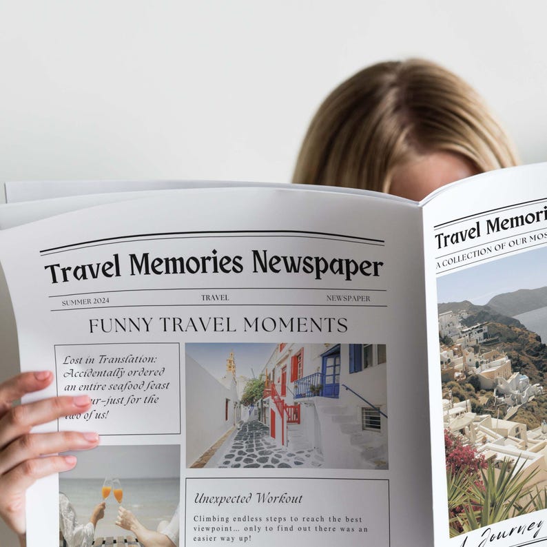 Travel Memories Newspaper, Editable Canva Template, PLR MRR Templates ...