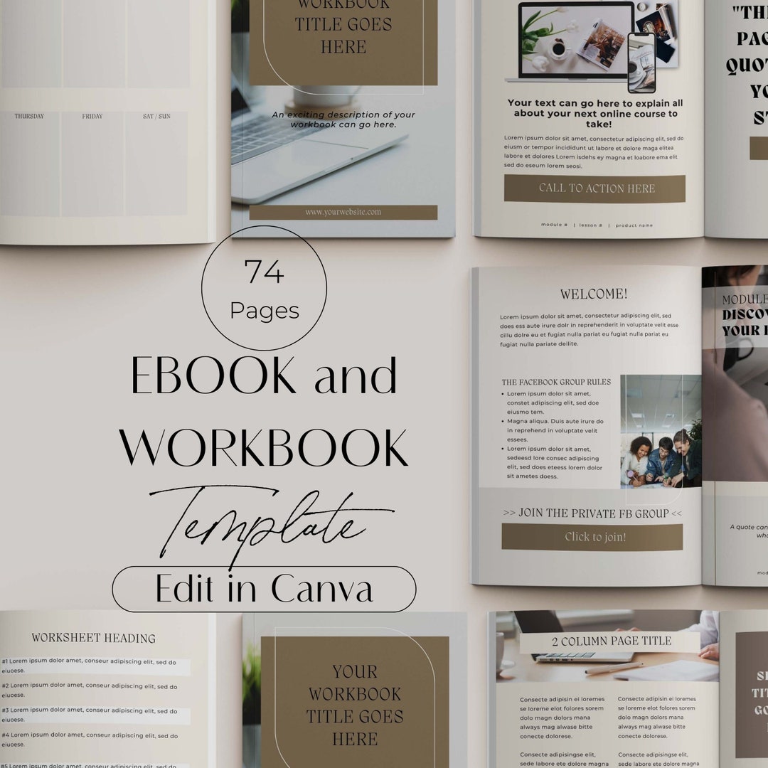 Workbook Ebook Creator Edit in Canva Template Canva Ebook - Etsy