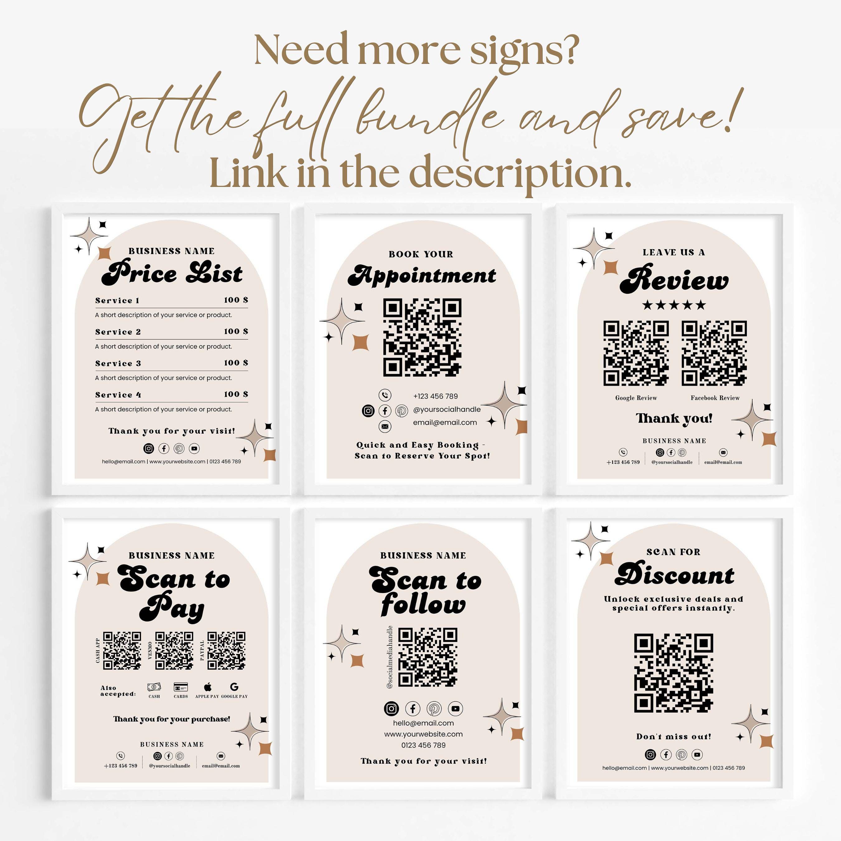 Retro Business Sign Canva Template, Editable Scan to Book, Printable ...