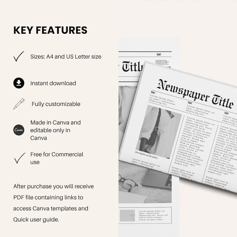 Newspaper Canva Template, Newspaper Printable, Business Editable ...