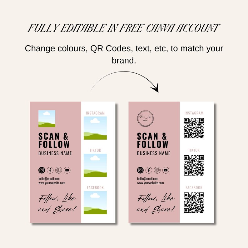 Canva Social Media Printable Sign, Follow Us Poster Template, Small ...