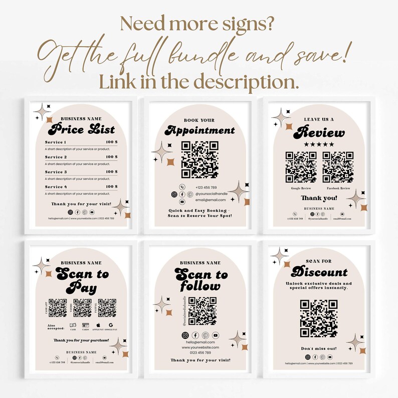 Retro Price List Canva Template, Printable Payment Sign, Editable ...