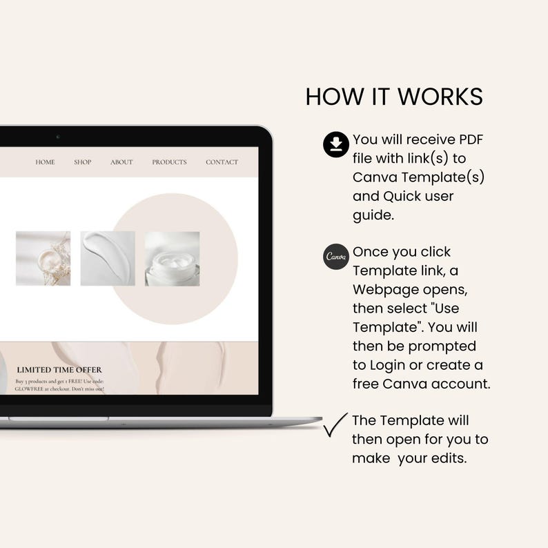 Product Based Website Canva Template, Landing Page Canva Template ...