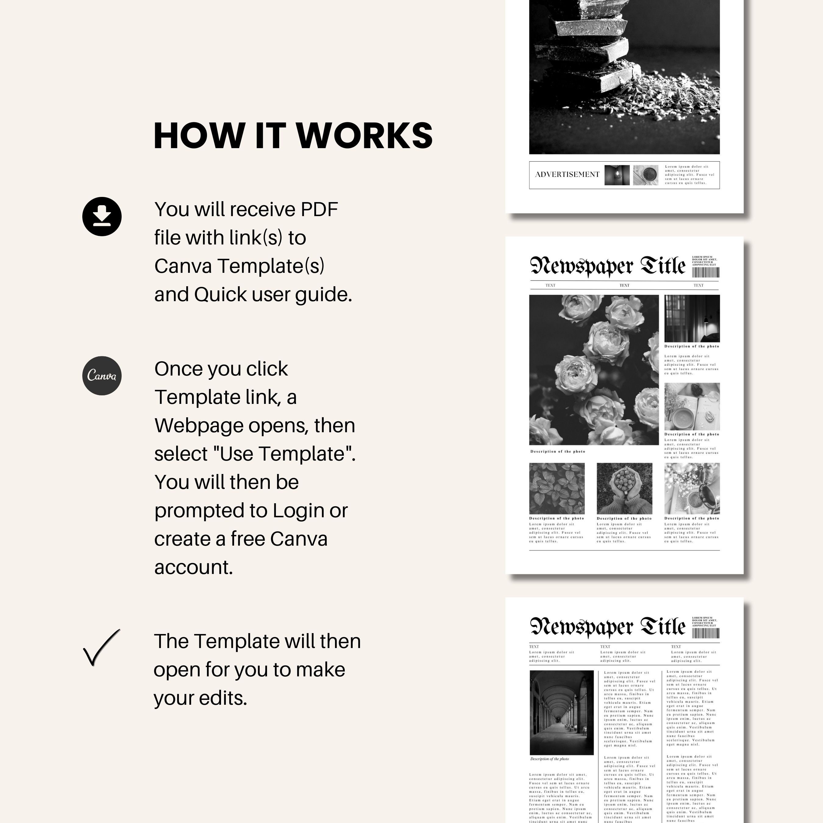 Newspaper Canva Template, Newspaper Printable, Editable Newspaper ...