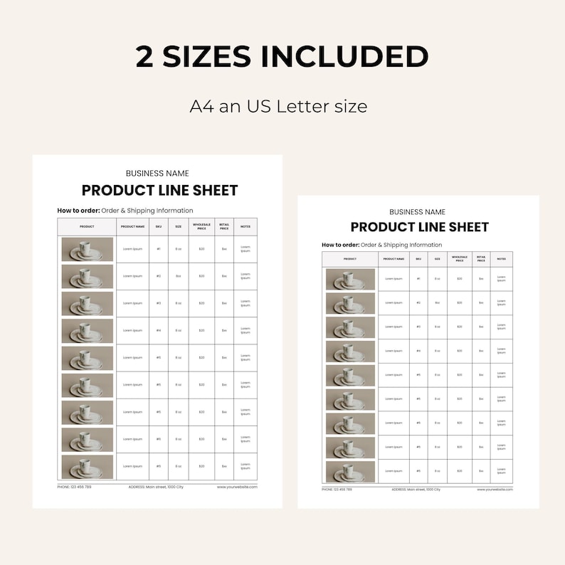 Line Sheet Canva Template, Wholesale Price List Template, Editable ...