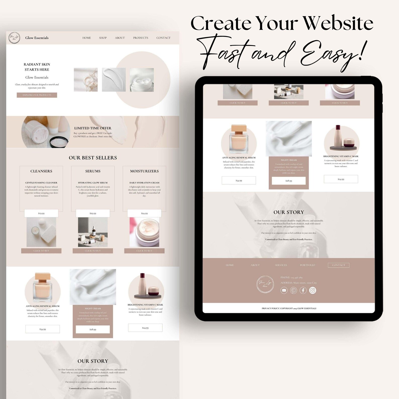 Product Based Website Canva Template, Landing Page Canva Template ...