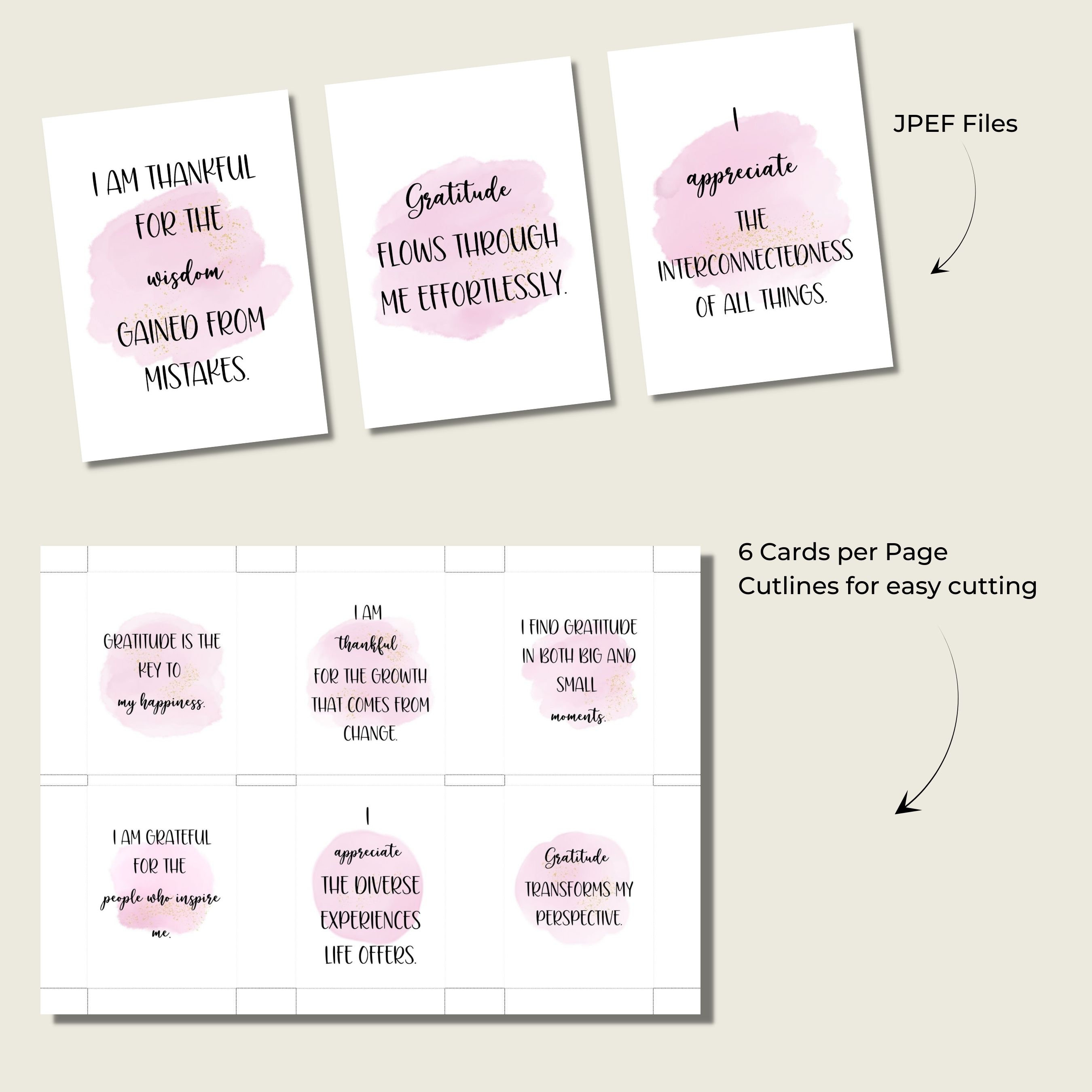 Gratitude Affirmation Cards Printable Daily Gratitude Card of Gratitude ...