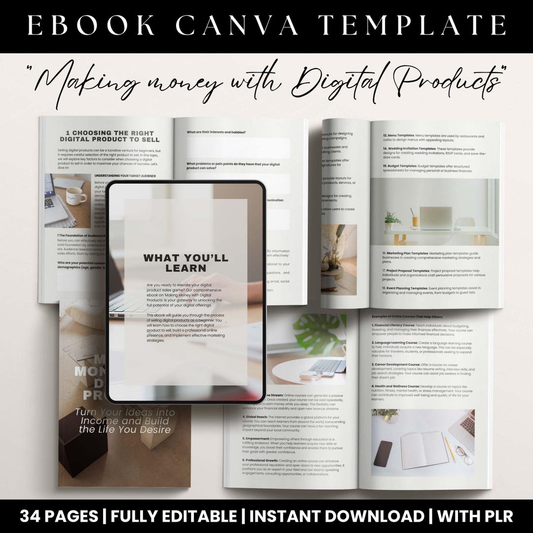 Beginners Guide to Selling Digital Products, PLR Ebook Canva Template ...