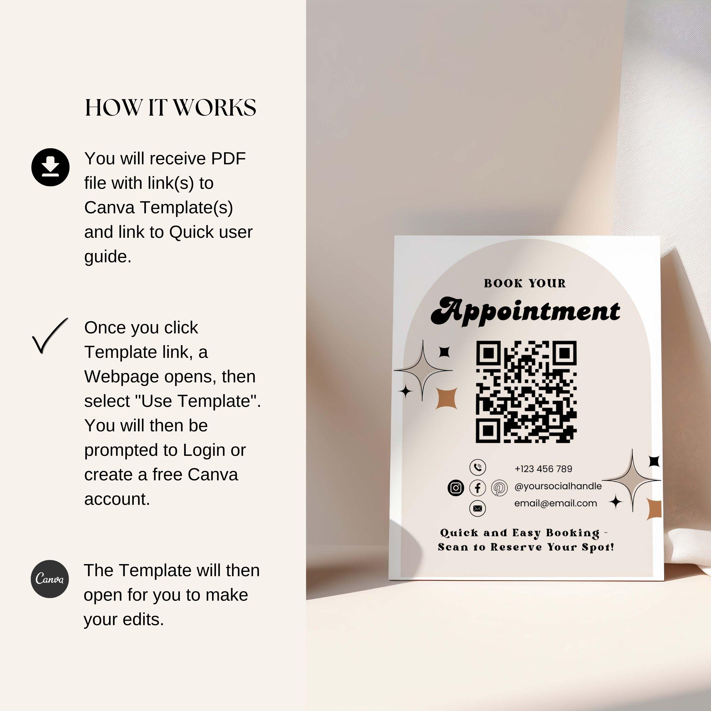 Retro Business Sign Canva Template, Editable Scan to Book, Printable ...