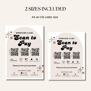 Editable Scan to Pay Retro Sign Canva Template, Custom QR Code Payment ...