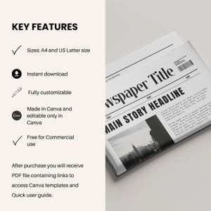 Newspaper Canva Template PLR MRR, Newspaper Printable, Wedding Program ...